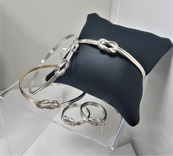 Silver and Gold Double Reef Knot Bangle - C’est La Vie Jewellery